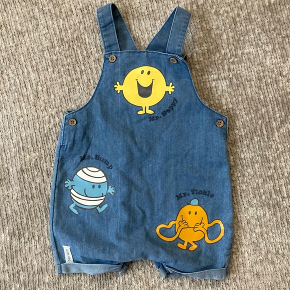 Tu | Bottoms | Tu Mr Men Denim Overalls Romper 69m Baby Cartoon ...